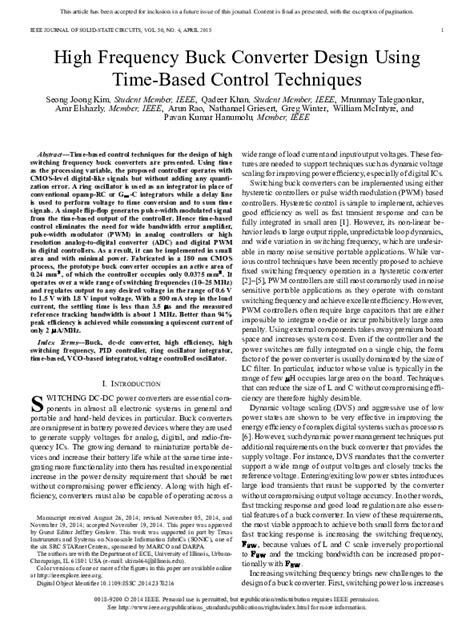 pdf high frequency buck converter design using time based control