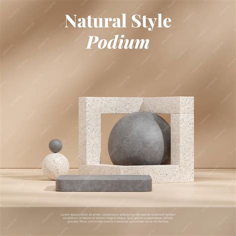 Минимальная сцена из бетона и текстуры терраццо подиум и сфера 3d рендеринг макет в квадрате