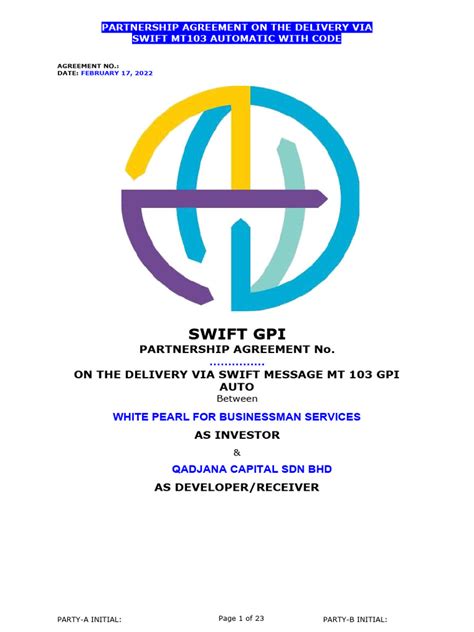 Amended Swift Gpi 3 Partnership Agreement Ver2a Pdf Wire Transfer Banks