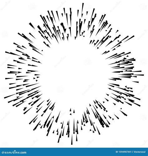 Radial Radiating Lines Burst Explosion Blast Effect Stock Vector