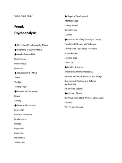 Top Outline Guide Pdf Psychoanalysis Sigmund Freud