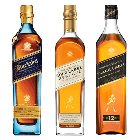 Johnnie Walker Blended Scotch Black Label 12 Yr Blue Label And Gold Label Reserve Bundle Craft