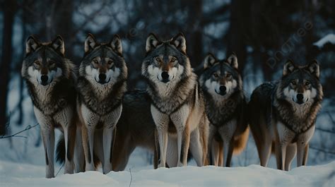 카메라를 바라보는 늑대 무리 울프팩 사진 배경 일러스트 및 사진 무료 다운로드 Pngtree