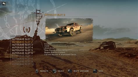 Mad Max Savegames Steam Solo