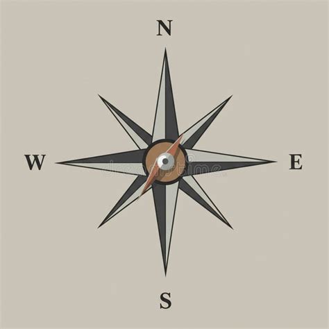 A Stylized Compass Rose Features Eight Points With Alternating Dark