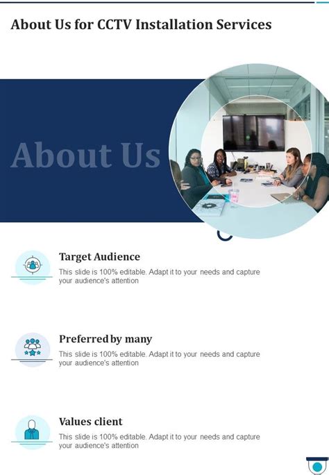 Cctv Installation Services For About Us One Pager Sample Example Document Presentation