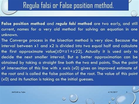 Matlab Lecture 7 Regula Falsi Or False Position Methodtaj Pdf