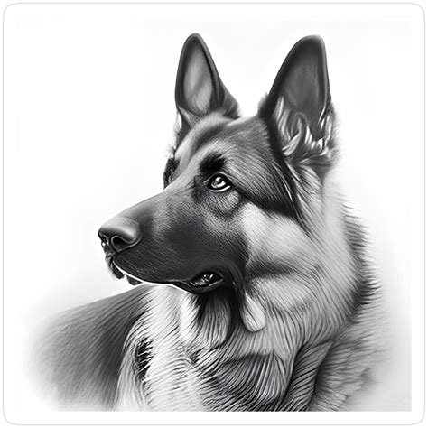 German Shepherd Pencil Drawing Sticker German Shepherd German