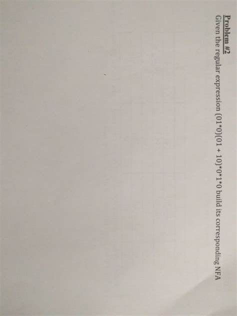 Solved Problem 2 Given The Regular Expression 01 0 01 Chegg
