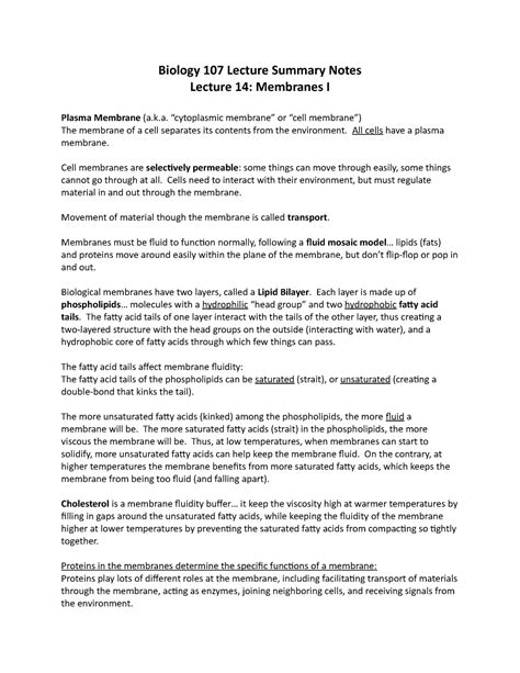 Lect Summary Notes Sp Biology Lecture Summary Notes Lecture