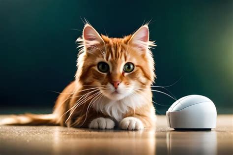 Premium Photo A Cat Next To A Computer Mouse