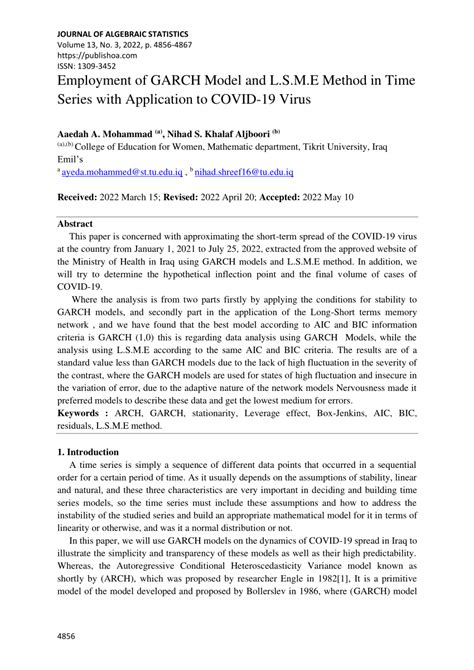 Pdf Employment Of Garch Model And L S M E Method In Time Series With