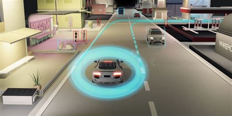Auto Pilot Autonomous Car Self Driving Vehicle Car Driverless Object Detection Sensor Digital