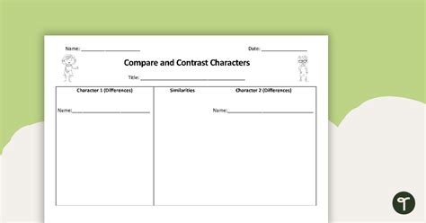 Compare And Contrast Characters Worksheet Teach Starter Worksheets Library