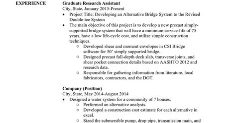 Looking For Entry Level Structural Engineering Job Out Of College Resumes