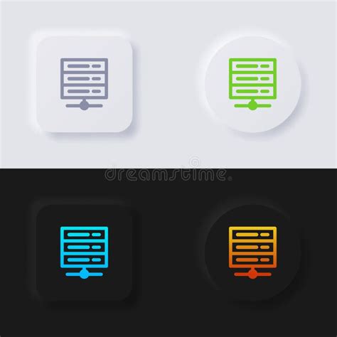 Server Icon Set Multicolor Neumorphism Button Soft Ui Design Stock Vector Illustration Of