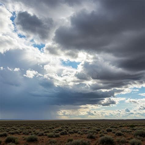 Expansive Landscape With Dense Cloud Coverage Dark Billowy Clouds Dominat Stock Illustration