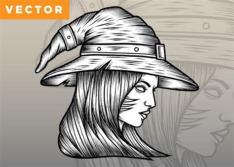 Monochrome Lady Witch Graphic By Wodexz · Creative Fabrica