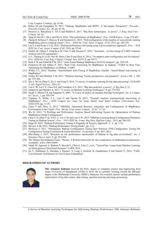 A Survey Of Machine Learning Techniques For Self Tuning Hadoop