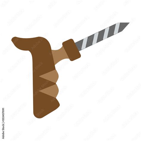 Pistol Grip Spiral Cement Probe Concept Vector Brown Color Icon Design Tire Repair Tools And