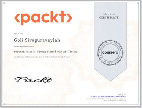 Apitesting Postman Certification Softwaretesting Coursera… Siva Guravaiah Goli
