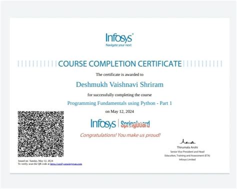 deshmukh vaishnavi shriram on linkedin python programming infosysspringboard