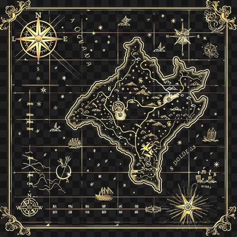 Premium Psd Set Of Ancient Map 16 Bit Pixel With Scroll And Compass