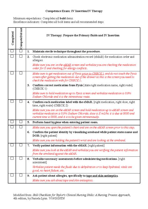 Ce 2 Iv Insertion Iv Therapy Revision Tips Competence Exam Iv