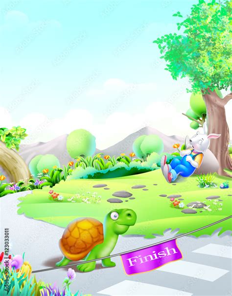 Hare And Tortoise Race Stock Illustration Adobe Stock
