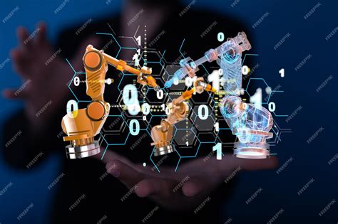 Premium Photo A Industry 40 Concept Robot Arm In Smart Factory Background