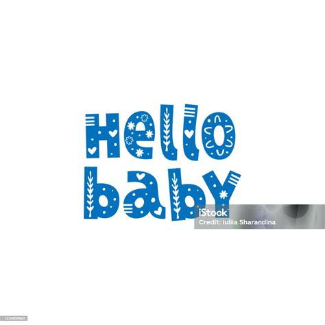 할로 베이비 핸드는 장식으로 글자를 그린다 베이비 샤워 신생아 벡터 일러스트레이션 성별 공개 파티 초대 카드 0명에 대한 스톡 벡터 아트 및 기타 이미지 Istock