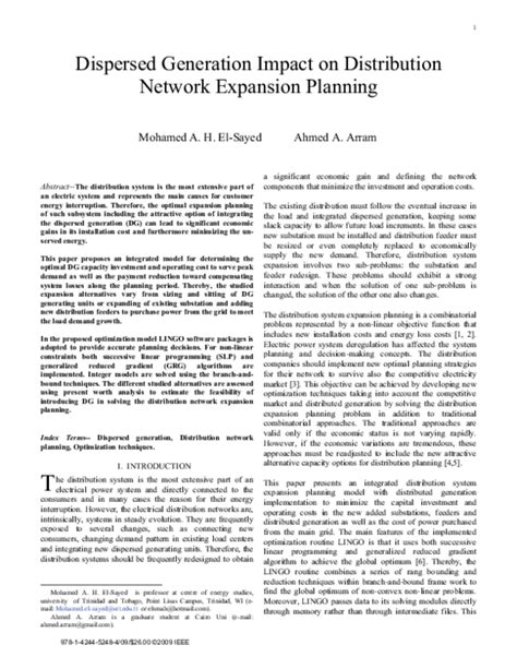 Dispersed Generation Impact On Distribution Network Expansion Planning