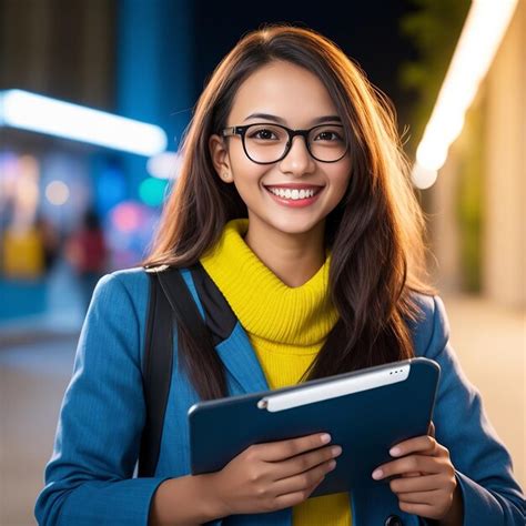 Premium Ai Image A Young Adult Girl With Hold Notebook Photo Generate