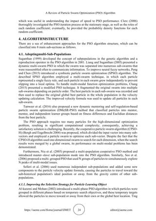 A REVIEW OF PARTICLE SWARM OPTIMIZATION PSO ALGORITHM PDF