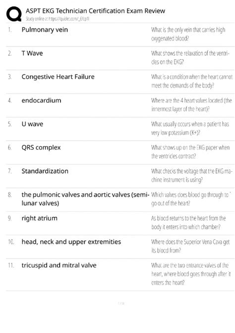 Aspt Ekg Technician Certification Exam Review Cardiac Monitor Guide