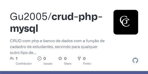 Github Gu2005crud Php Mysql Crud Com Php E Banco De Dados Com A