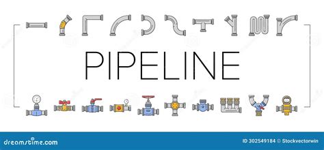 Pipeline Oil Industry Gas Pipe Icons Set Vector Stock Vector Illustration Of Petroleum