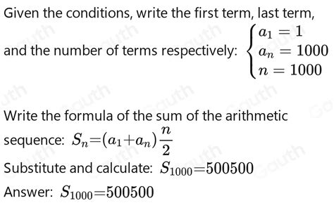 solved the sum of all the whole numbers from 1 to 1000 is [algebra]