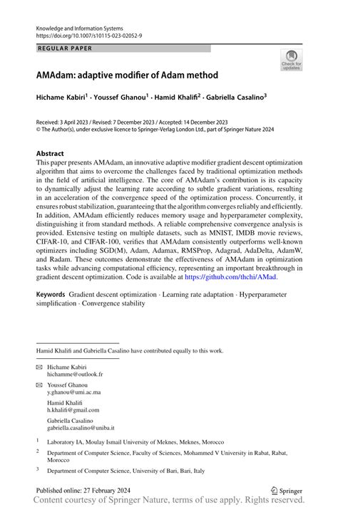 AMAdam Adaptive Modifier Of Adam Method Request PDF