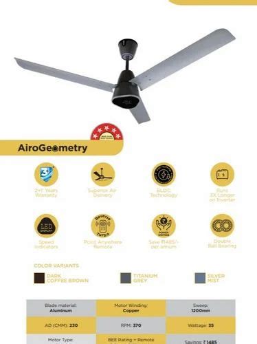 Ecolink AiroGeometry BLDC Designer Ceiling Fan RPM Mm At Piece In New Delhi