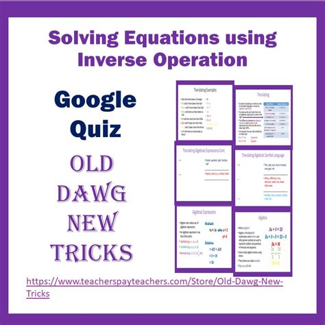 Solving Equations By Inverse Operation Google Quiz Made By Teachers