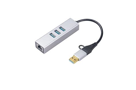 HAMMOK USB C To Ethernet Adapter 4 In 1 Multiport USB Type C To Giga LAN RJ45 With 3 Ports USB