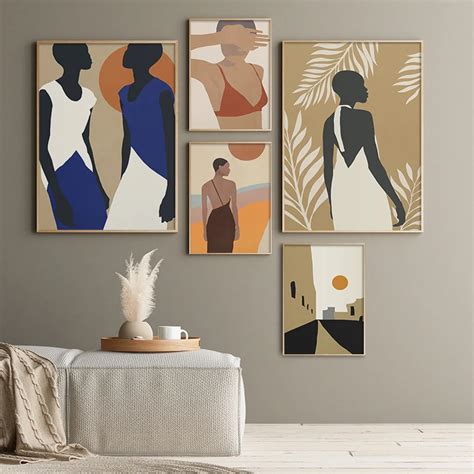 Vintage Abstract Figure Painting Mid Century Canvas Art Sex Girl Posters Wall Art Print Wall