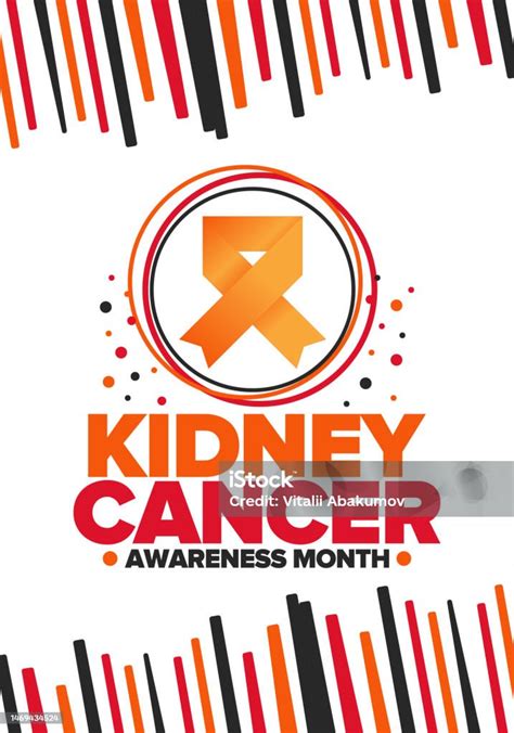 신장암 인식의 달 3 월에 매년 을 축하합니다 제어 및 보호 예방 캠페인 의료 의료 개념 리본이 달린 포스터 배너 및 배경 벡터 일러스트레이션 기민에 대한 스톡 벡터 아트