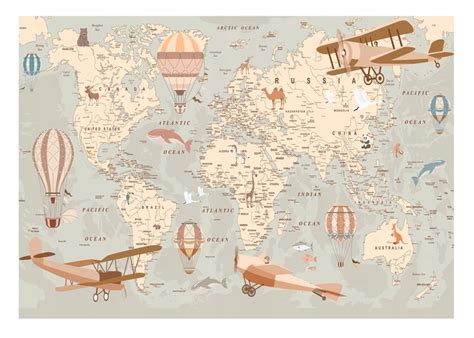 Fototapeta MAPA ŚWIATA Dla Dzieci TAPETA 368x254 11031822746 Allegro pl World map wallpaper