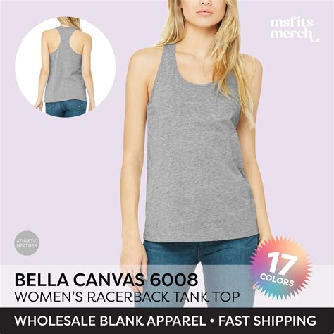 Womens Jersey Racerback Tank Bella Canvas 6008 Blank Soft And