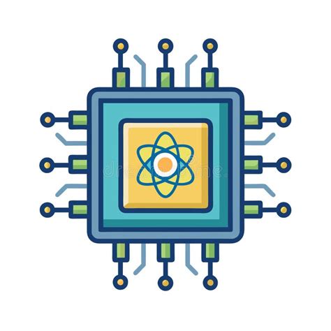 Quantum Computing Chip Atomic Design Semiconductor For Advanced Technologies Stock Vector