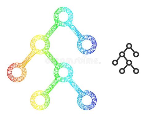 Net Binary Tree Web Mesh Icon With Spectrum Gradient Stock Vector