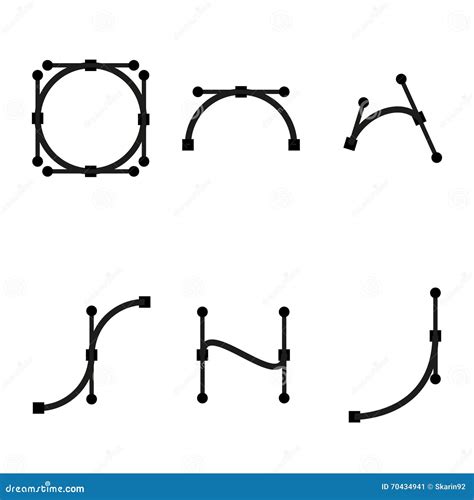 Bezier Curve Icons Set Designer Work Tools Vector Illustration 47514592