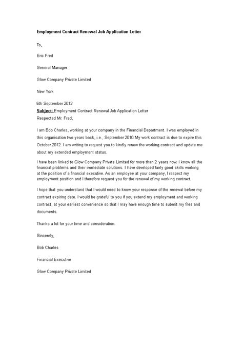 Employment Contract Renewal Application Letter